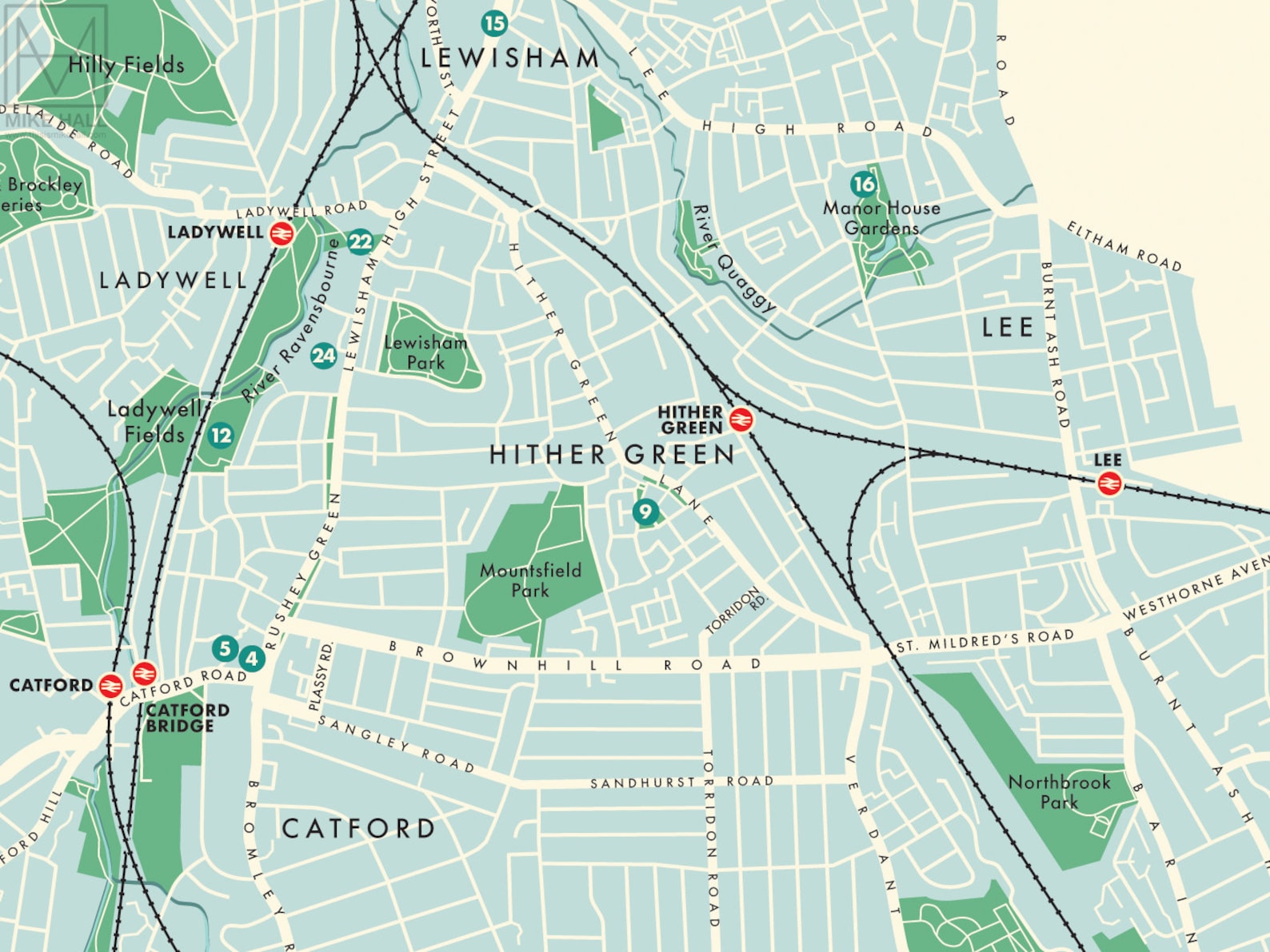 Lewisham london Borough Retro Map Giclee Print - Etsy