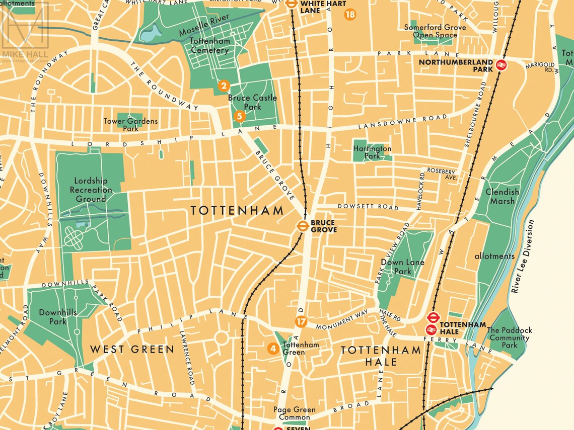 Haringey (london Borough) Retro Map Giclee Print - Etsy