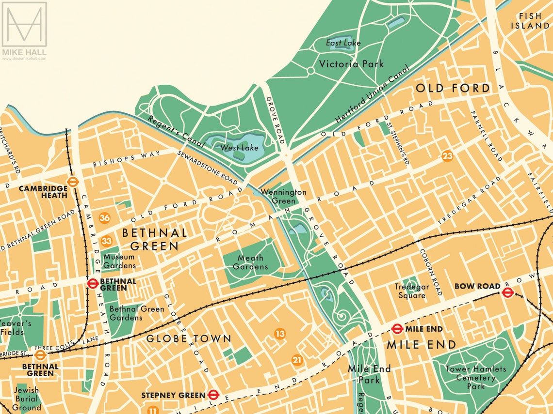 Tower Hamlets (london Borough) Retro Map Giclee Print - Etsy UK