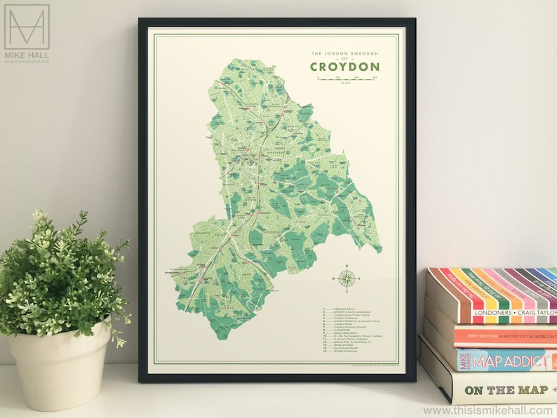Croydon london Borough Retro Map Giclee Print - Etsy