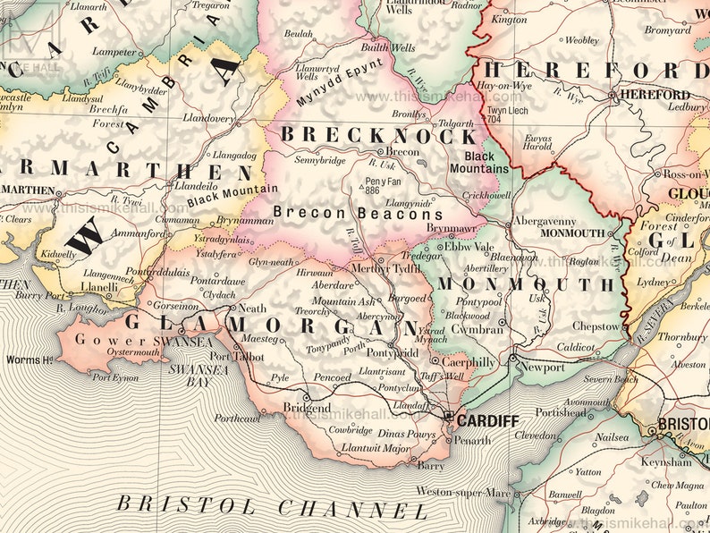 England and Wales historic Counties Map Giclee Print - Etsy