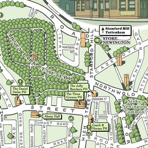 Stoke Newington N16 Illustrated Map Giclee Print | Etsy