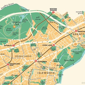 Hounslow (london Borough) Retro Map Giclee Print - Etsy