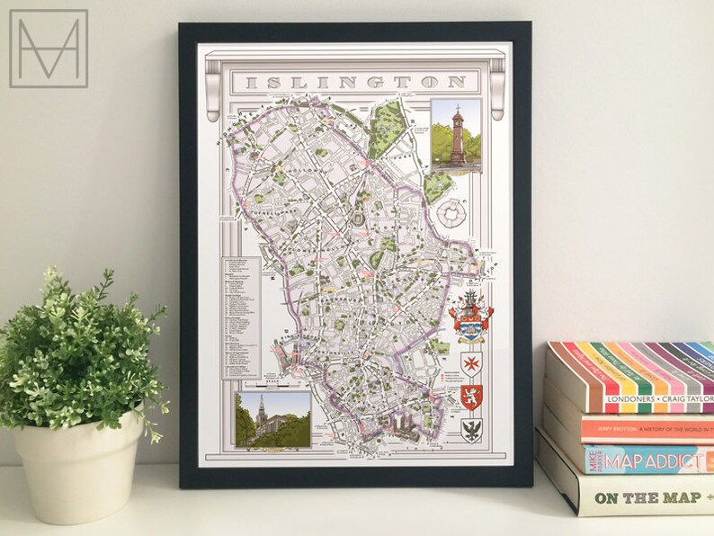 Islington london Borough Illustrated Map Giclee Print - Etsy