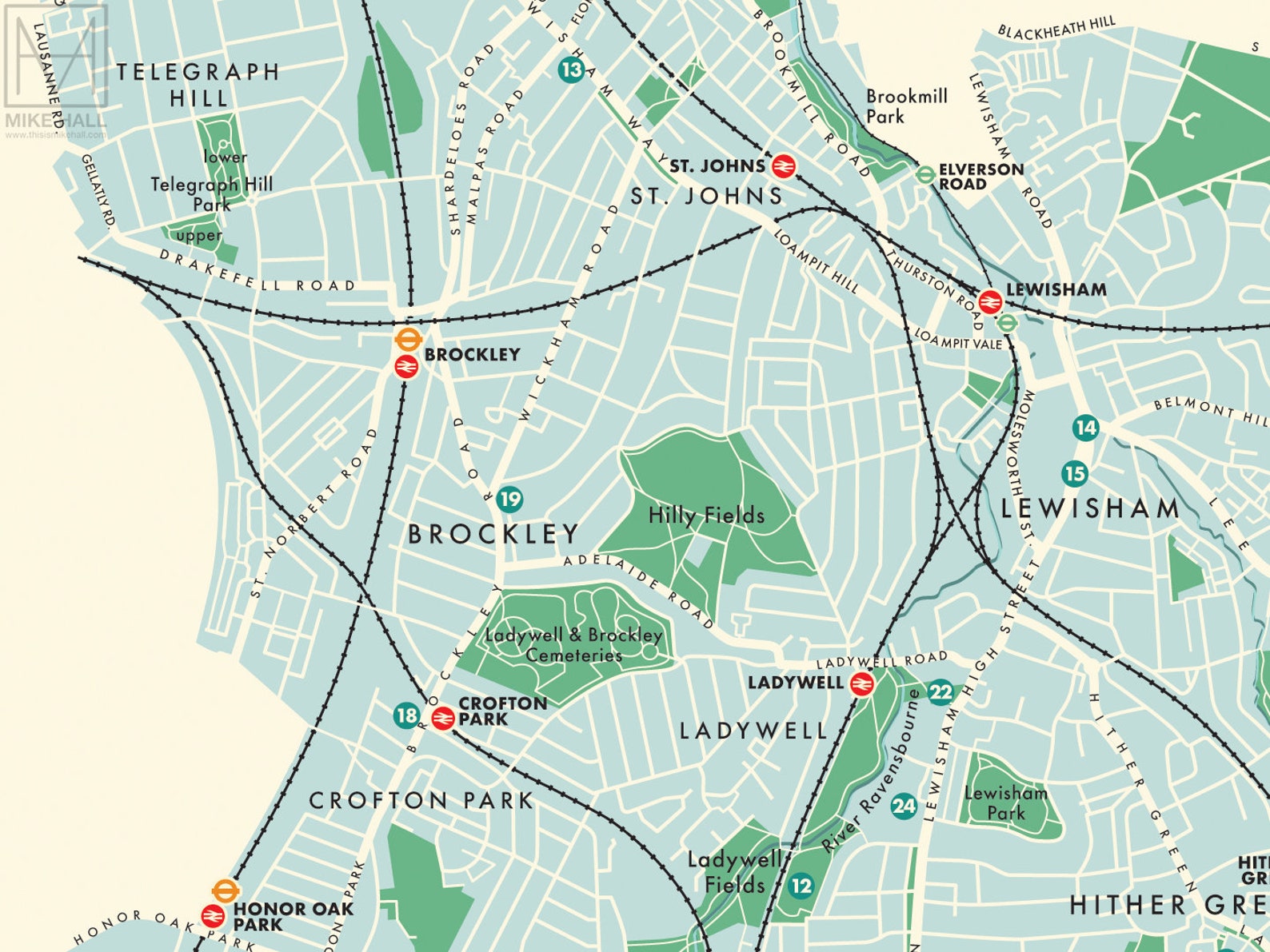 Lewisham london Borough Retro Map Giclee Print - Etsy