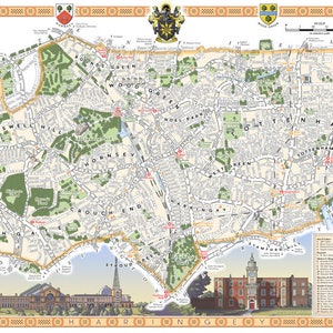 Haringey london Borough Illustrated Map Giclee Print - Etsy