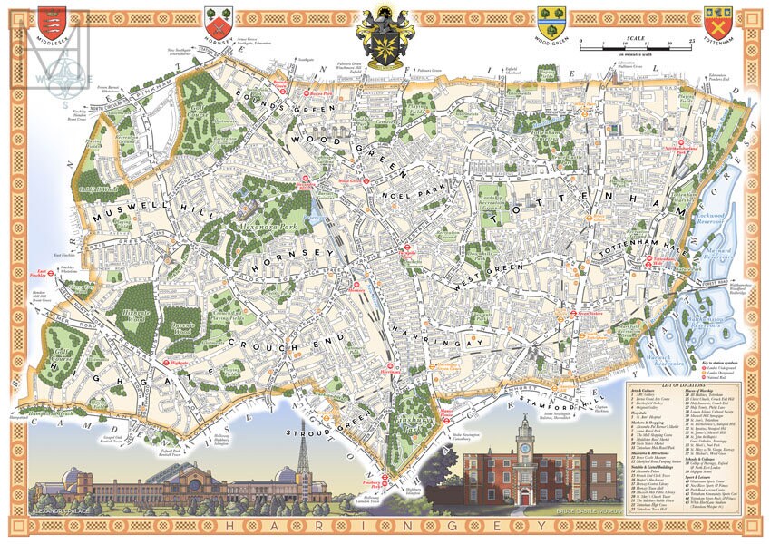 Haringey london Borough Illustrated Map Giclee Print - Etsy UK