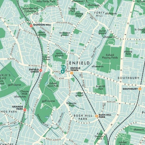 Enfield (london Borough) Retro Map Giclee Print - Etsy