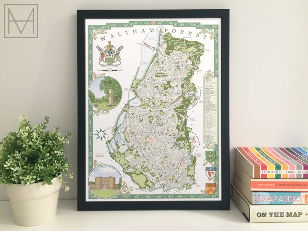 Waltham Forest london Borough Illustrated Map Giclee Print - Etsy