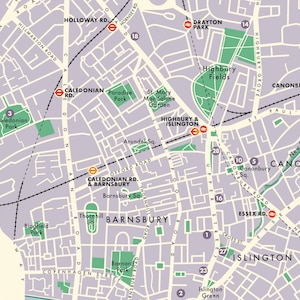 Islington (london Borough) Retro Map Giclee Print - Etsy