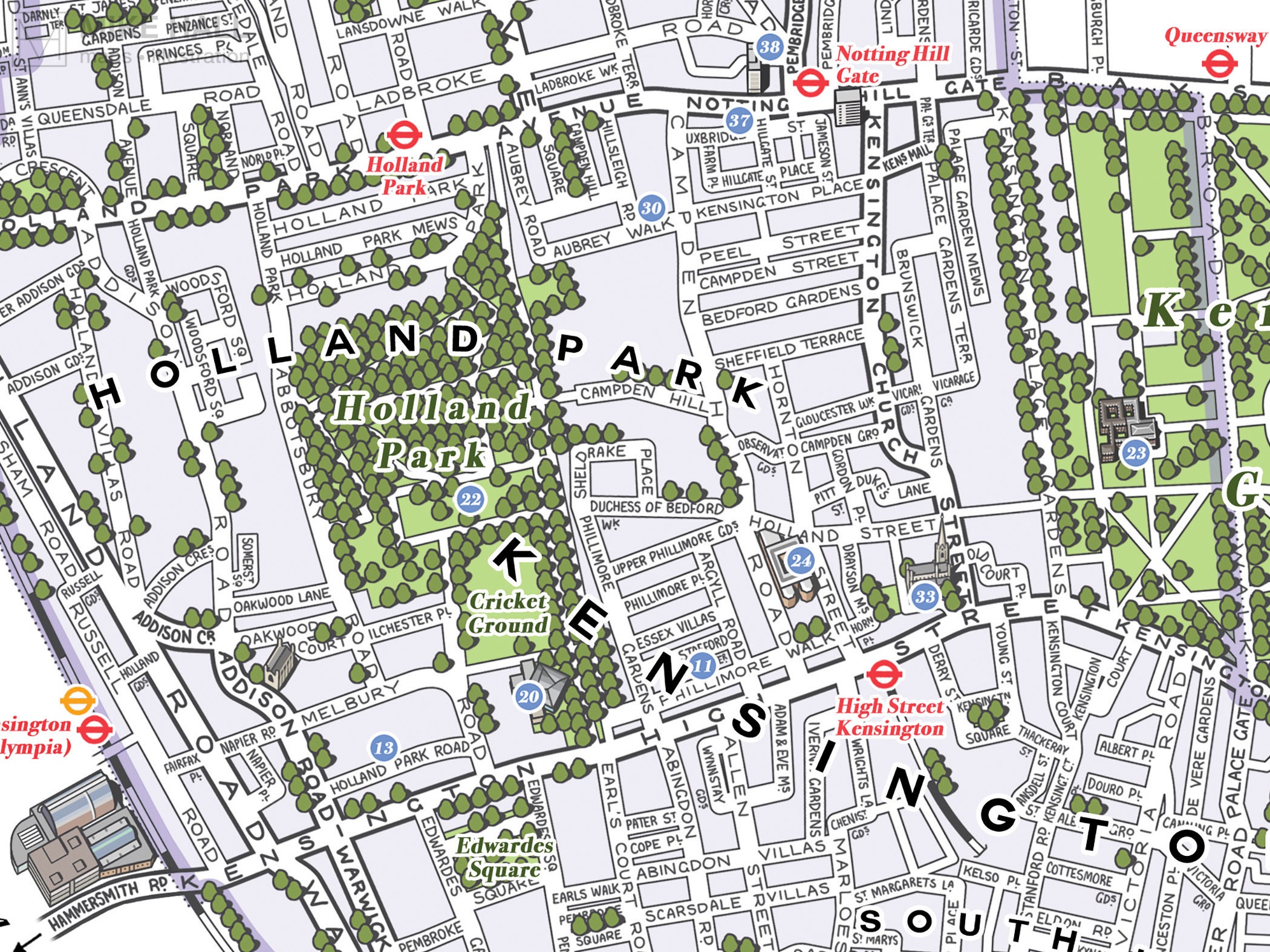 Kensington & Chelsea london Borough Illustrated Map Giclee Print - Etsy
