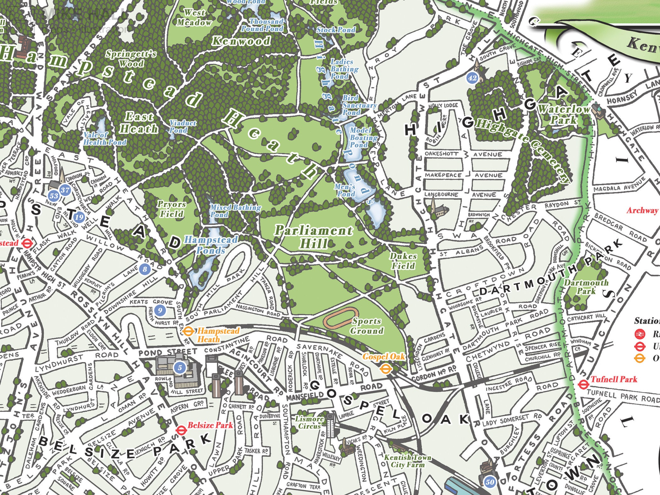 Camden london Borough Illustrated Map Giclee Print - Etsy