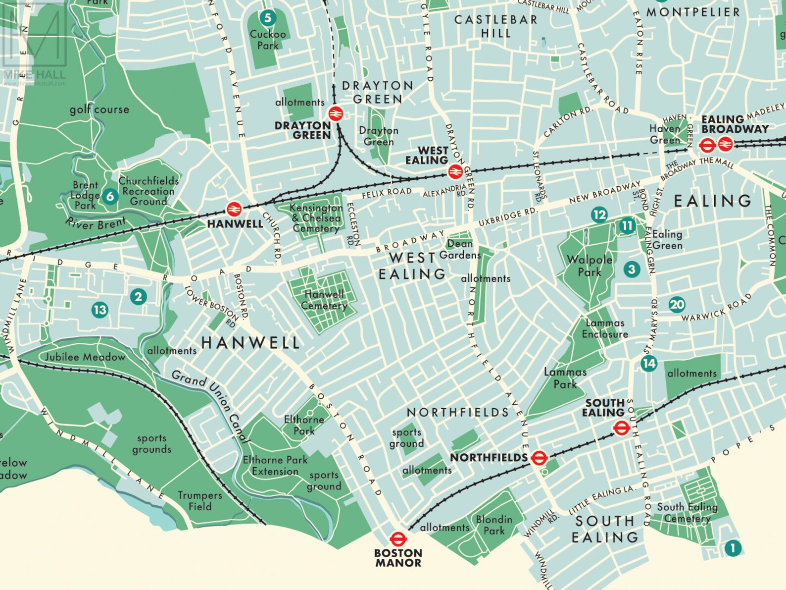 Ealing (london Borough) Retro Map Giclee Print - Etsy