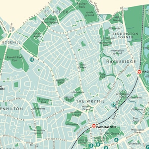 Sutton (london Borough) Retro Map Giclee Print - Etsy