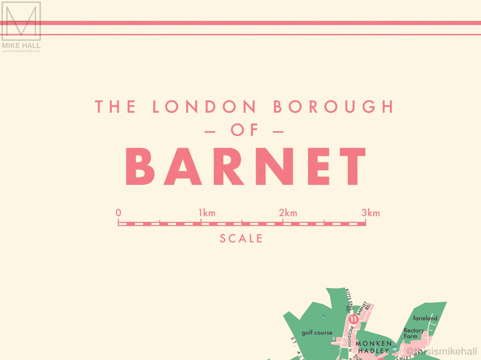 Barnet (london Borough) Retro Map Giclee Print - Etsy