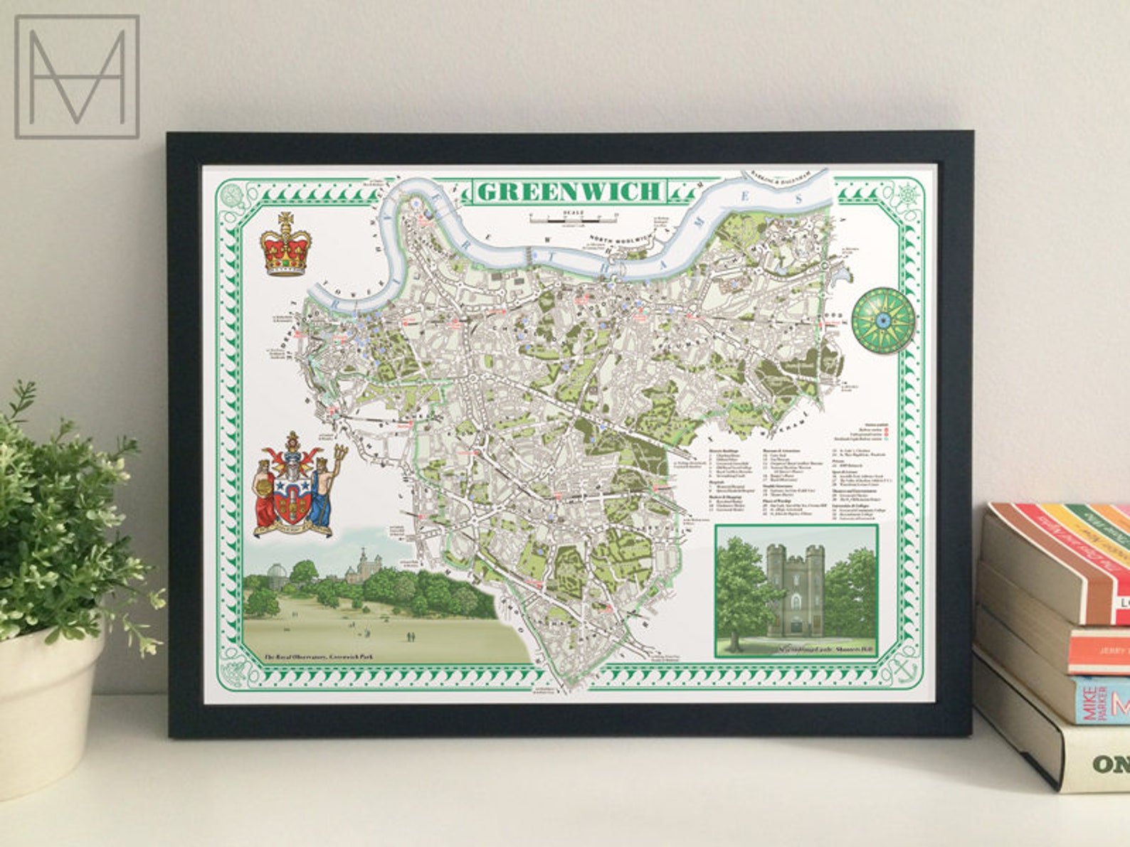Greenwich london Borough Illustrated Map Giclee Print - Etsy