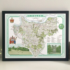 Greenwich london Borough Illustrated Map Giclee Print - Etsy