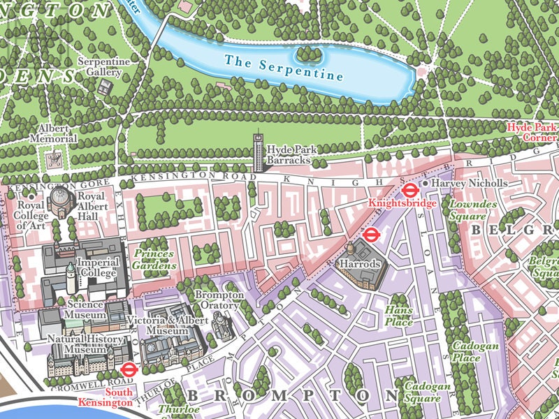 London Illustrated Map Giclee Print - Etsy