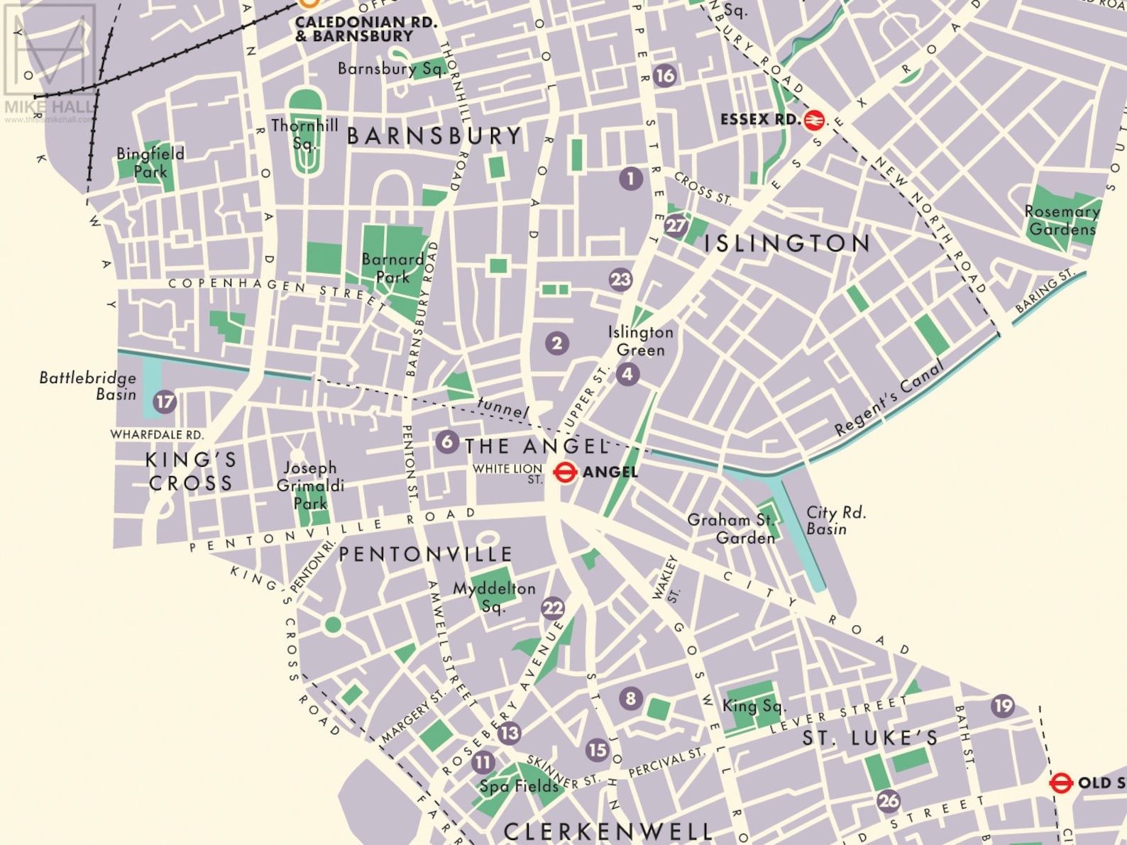 Islington london Borough Retro Map Giclee Print - Etsy