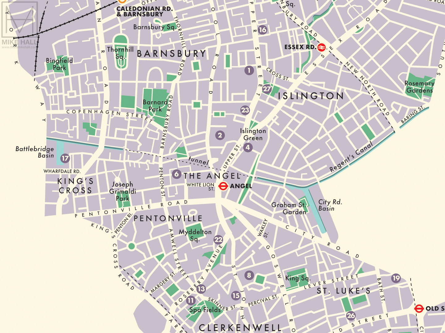 Islington london Borough Retro Map Giclee Print - Etsy