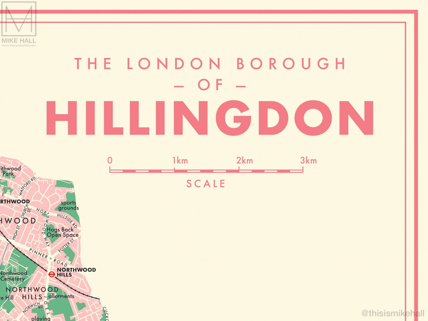 Hillingdon london Borough Retro Map Giclee Print - Etsy
