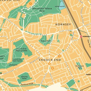 Haringey (london Borough) Retro Map Giclee Print - Etsy