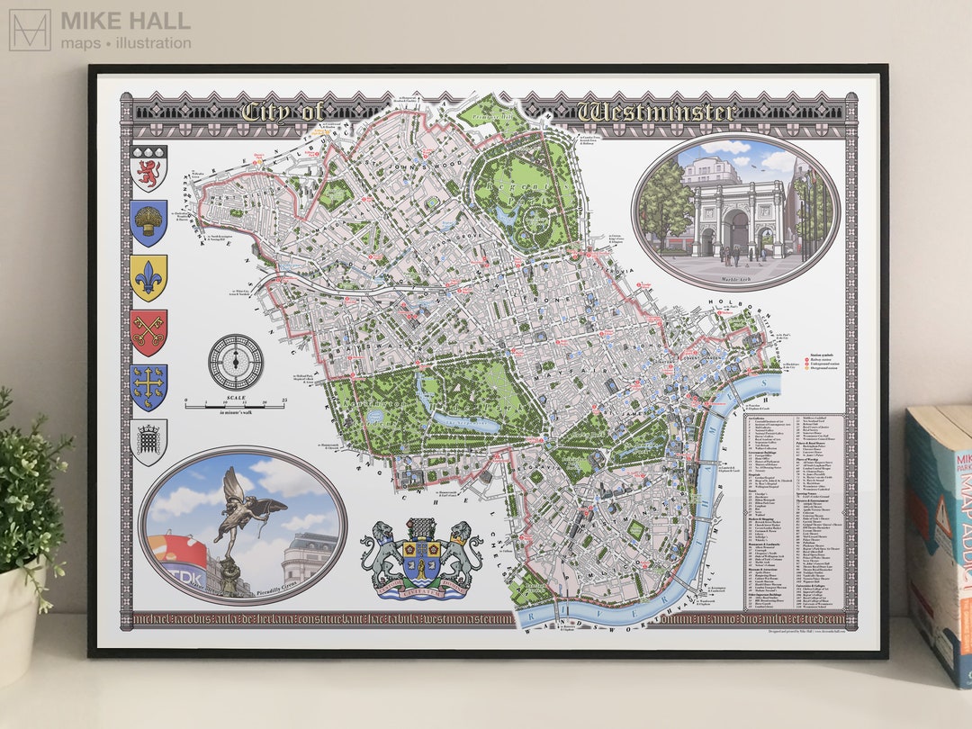Westminster (london Borough) Illustrated Map Giclee Print - Etsy UK