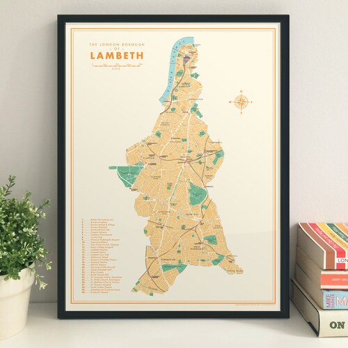 Southwark london Borough Retro Map Giclee Print - Etsy