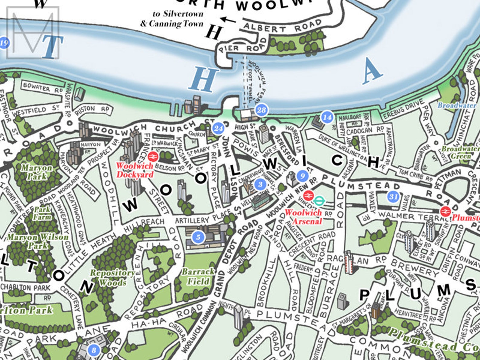 Greenwich london Borough Illustrated Map Giclee Print - Etsy