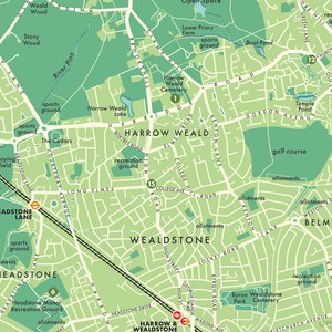 Harrow (london Borough) Retro Map Giclee Print - Etsy