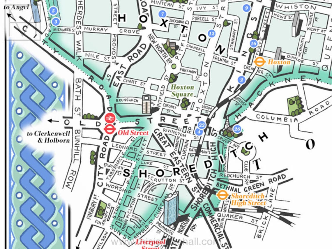 Hackney london Borough Illustrated Map Giclee Print - Etsy