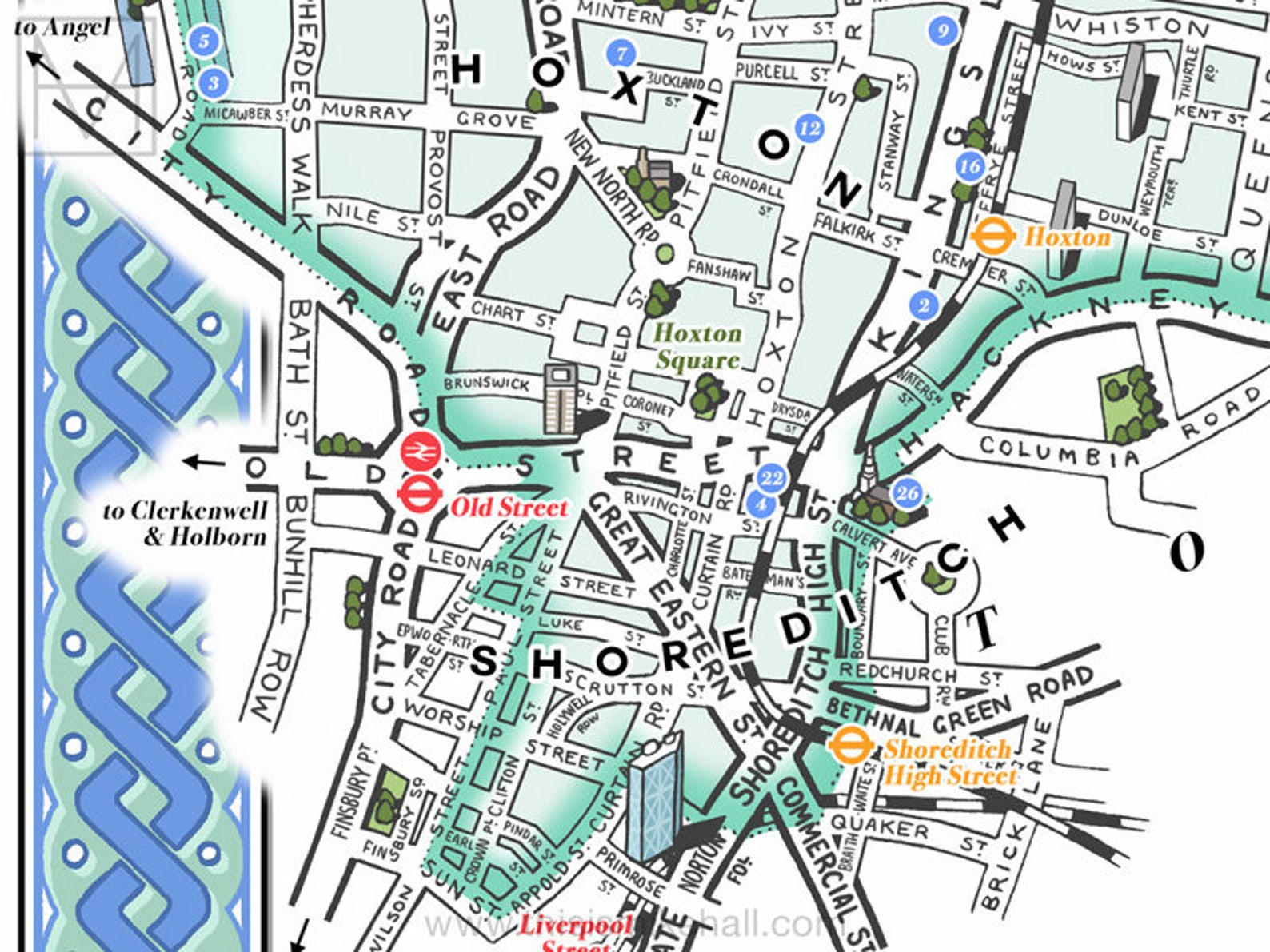 Hackney london Borough Illustrated Map Giclee Print - Etsy