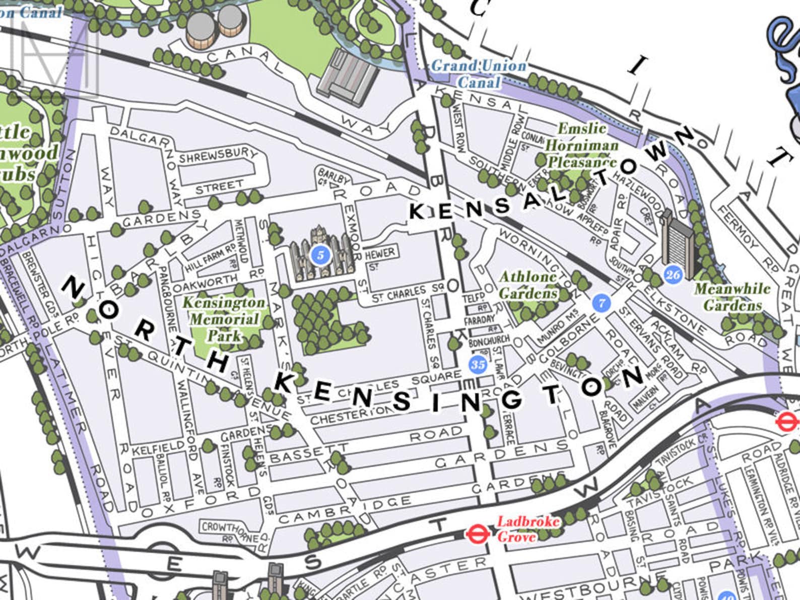 Kensington & Chelsea london Borough Illustrated Map Giclee - Etsy