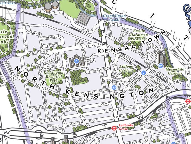Kensington & Chelsea london Borough Illustrated Map Giclee - Etsy