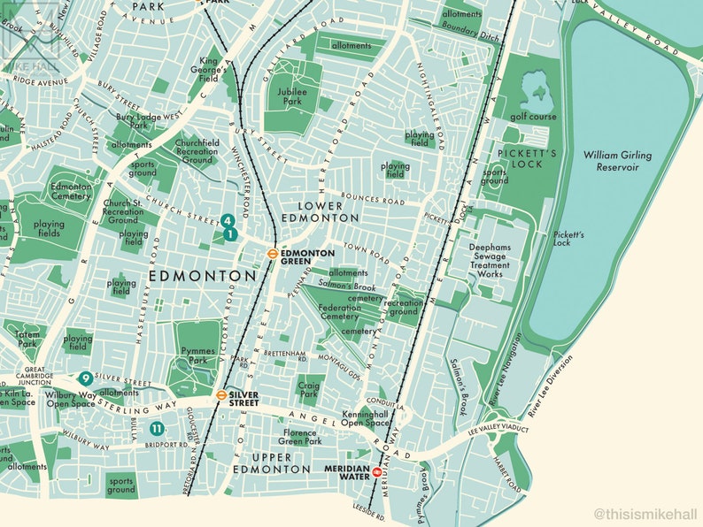 Enfield london Borough Retro Map Giclee Print - Etsy