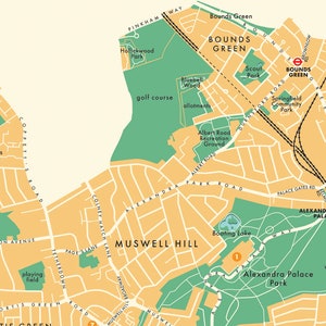 Haringey (london Borough) Retro Map Giclee Print - Etsy