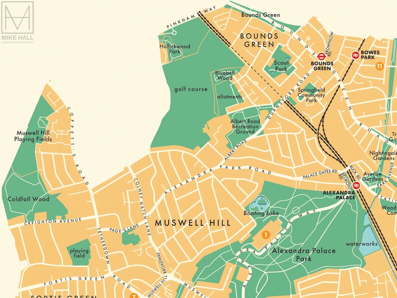 Haringey (london Borough) Retro Map Giclee Print - Etsy