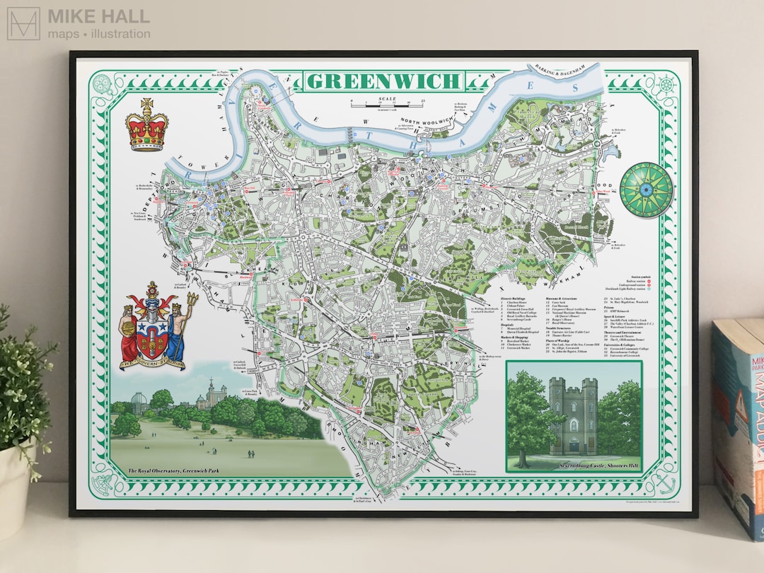 Greenwich (london Borough) Illustrated Map Giclee Print - Etsy