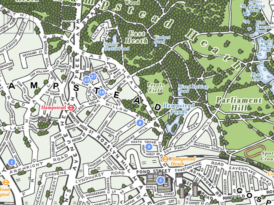 Camden london Borough Illustrated Map Giclee Print - Etsy