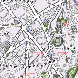 Islington london Borough Illustrated Map Giclee Print - Etsy