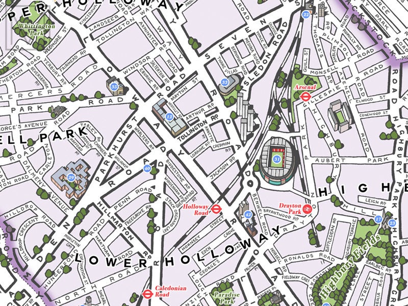 Islington london Borough Illustrated Map Giclee Print - Etsy