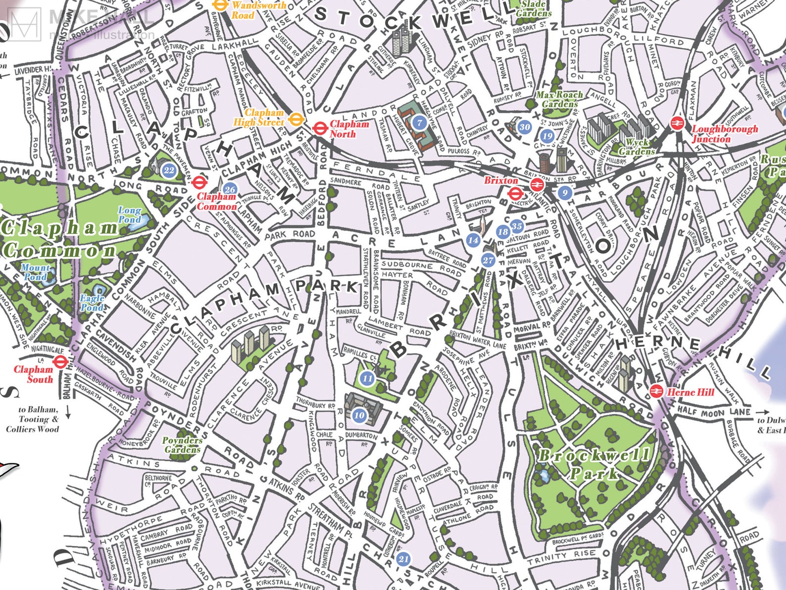 Lambeth london Borough Illustrated Map Giclee Print - Etsy