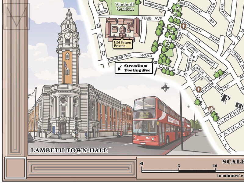Brixton london SW2/SW9 Illustrated Map Giclee Print - Etsy