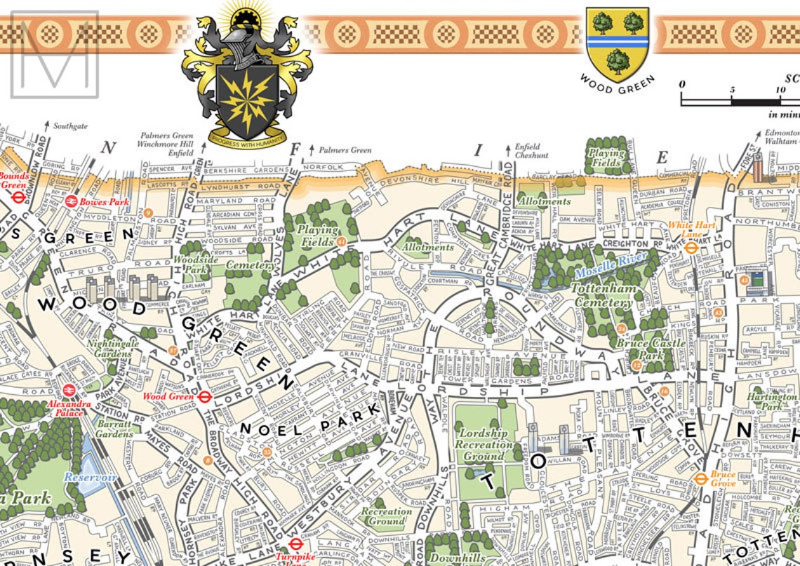 Haringey london Borough Illustrated Map Giclee Print - Etsy