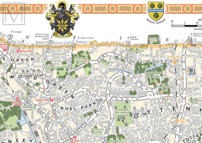 Haringey london Borough Illustrated Map Giclee Print - Etsy UK