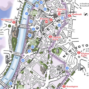 Lambeth london Borough Illustrated Map Giclee Print - Etsy