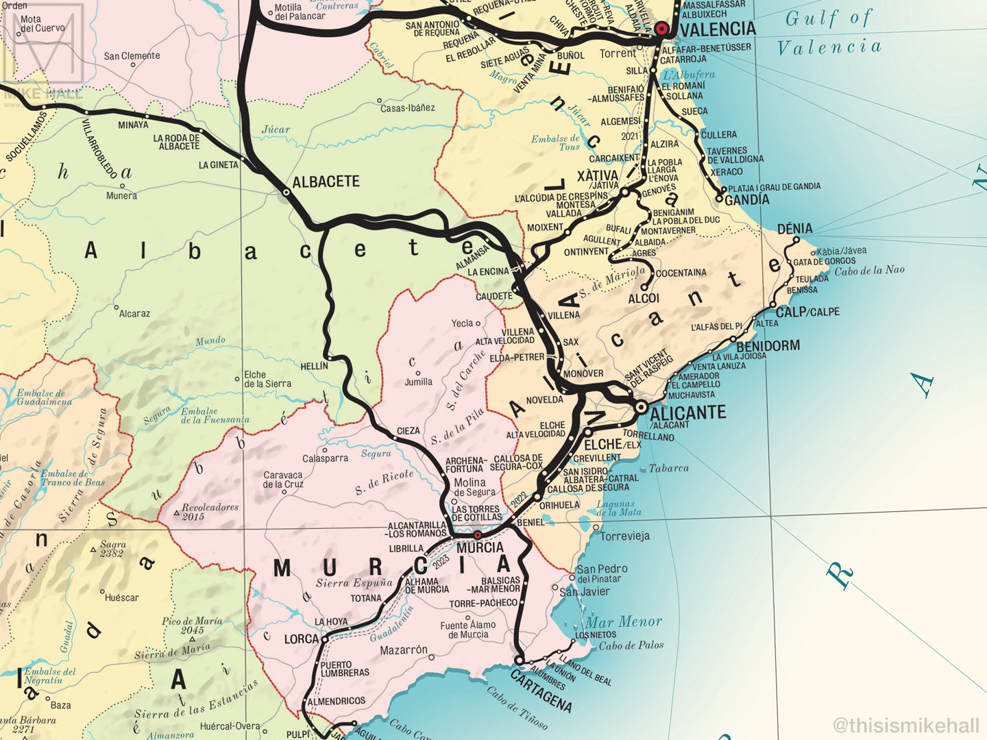 Spain & Portugal Railway Map Giclee Print - Etsy