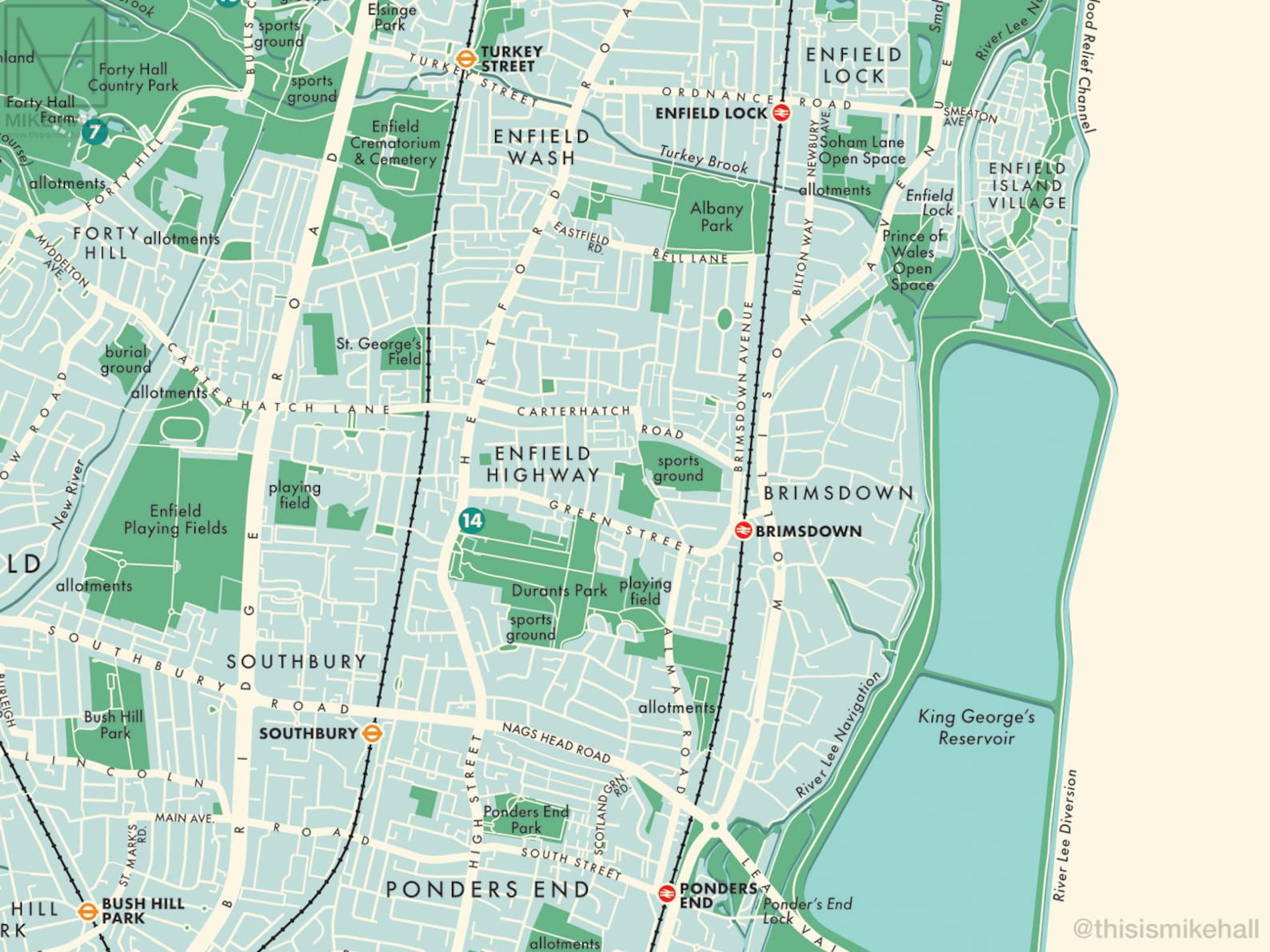 Enfield london Borough Retro Map Giclee Print - Etsy