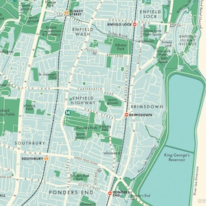 Enfield (london Borough) Retro Map Giclee Print - Etsy