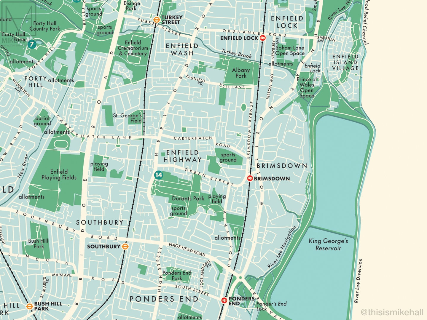 Enfield london Borough Retro Map Giclee Print - Etsy